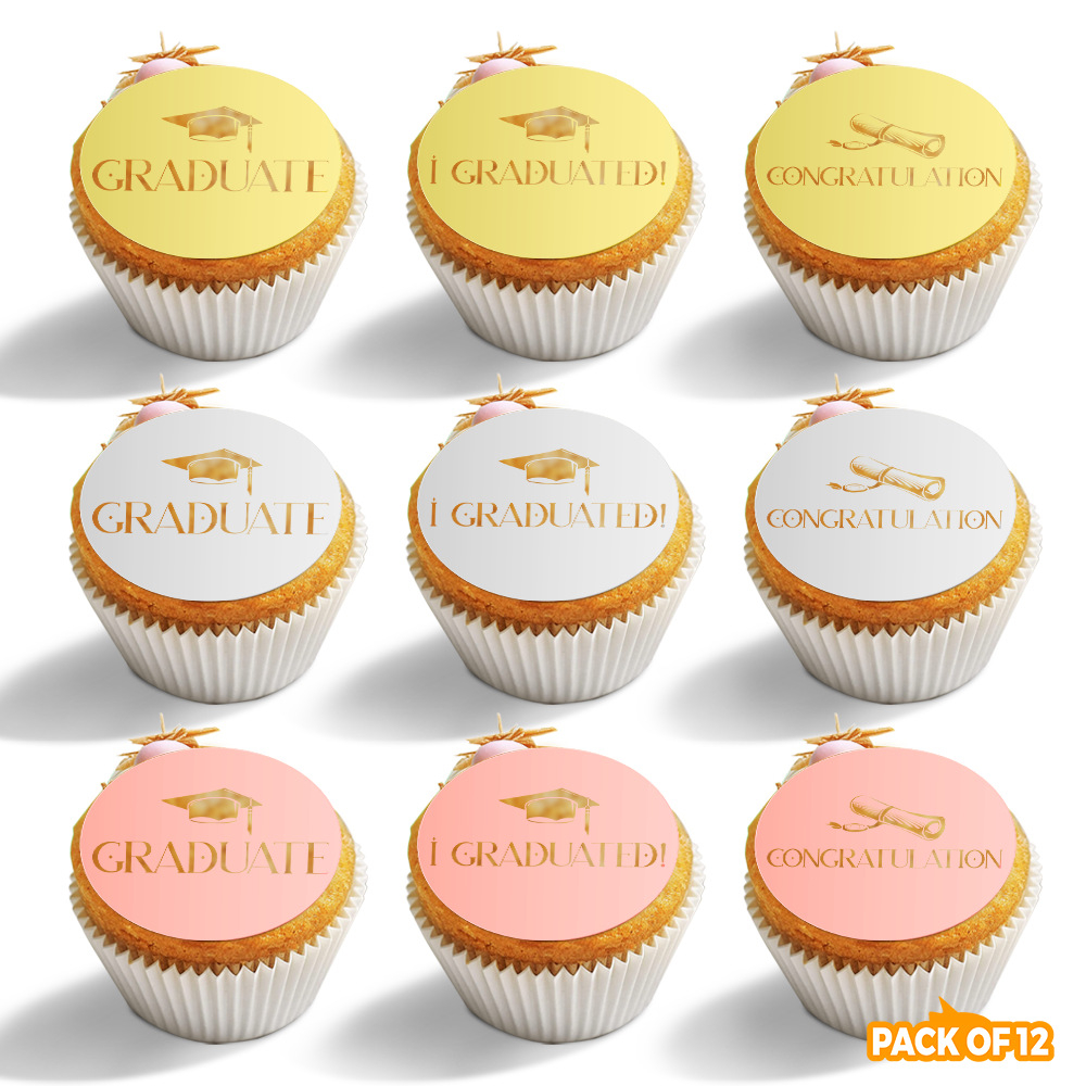 12 Piece Acrylic 2023 Graduation Cupcake Topper, I Graduated ...