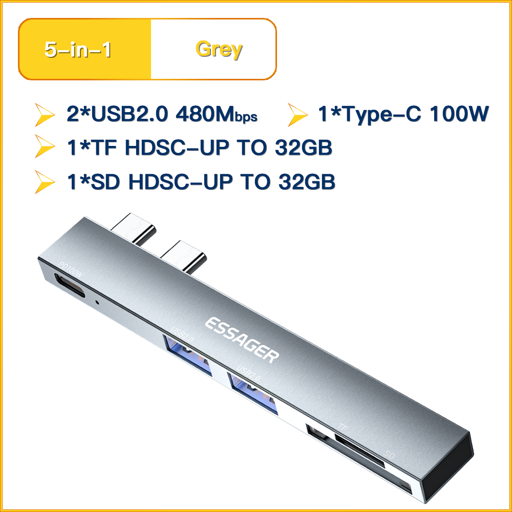 Essager 5 In 1 Hub Dual Type C Interface Converted | Shopee Philippines