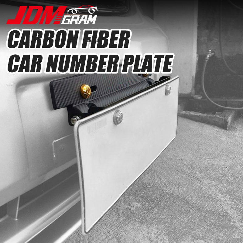 JDMGRAM Carbon Fiber Car Licence Plate Frame Bracket Universal ...