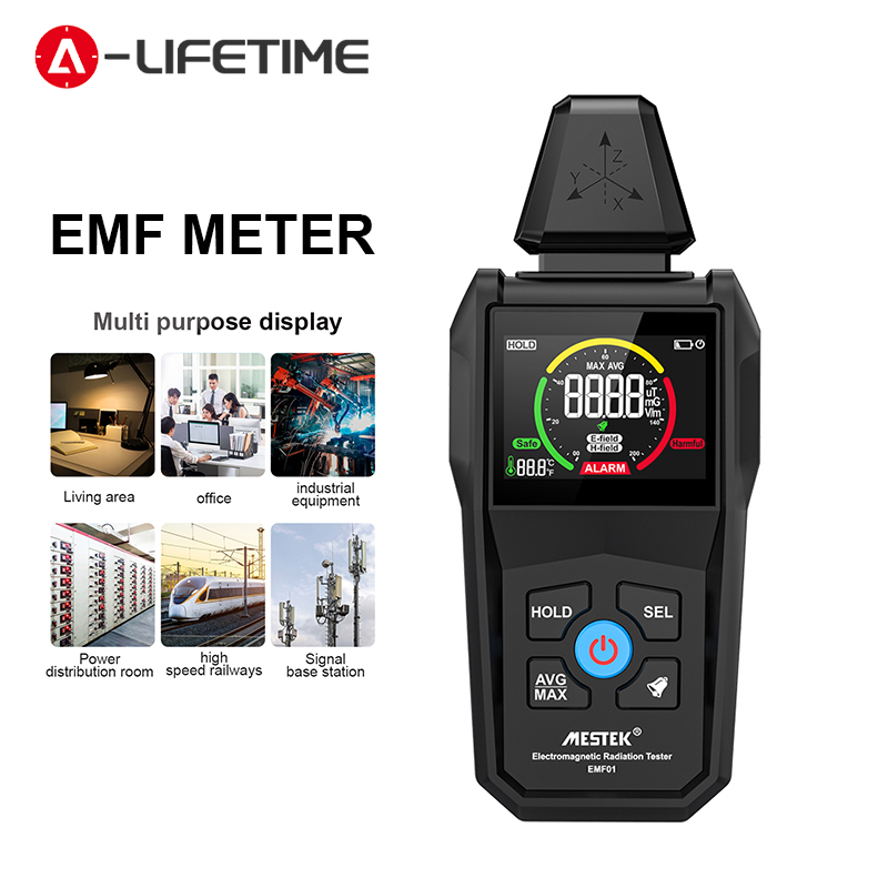 NEW Color Screen EMF Meter Digital EMF01 Household Electromagnetic Field EMF Detector Handheld ...