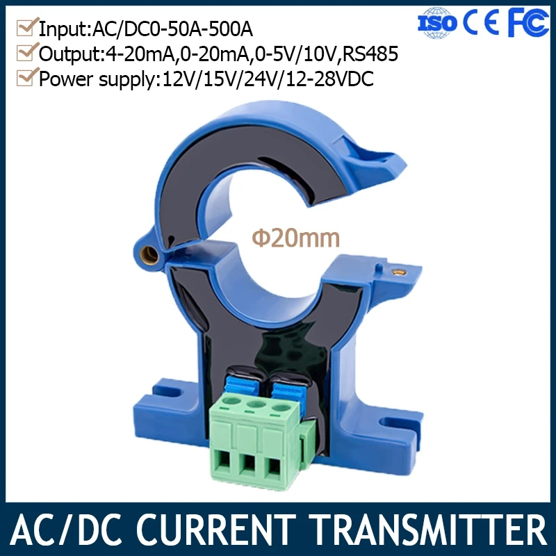 Hall Current Sensor 0-500A AC DC Current Detection 4-20mA 0-20mA 0-5V ...
