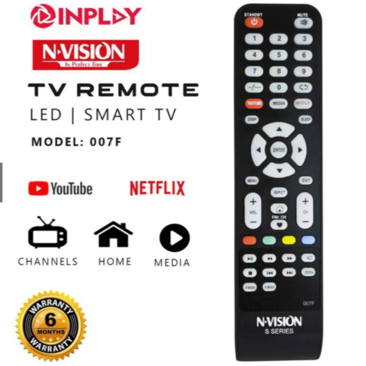 Inplay/Nvision Smart TV Remote control 007F Model Compatible Also Basic ...