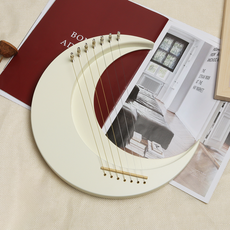 7 Strings Moon Lyre Harp Portable Musical Instrument Stringed ...