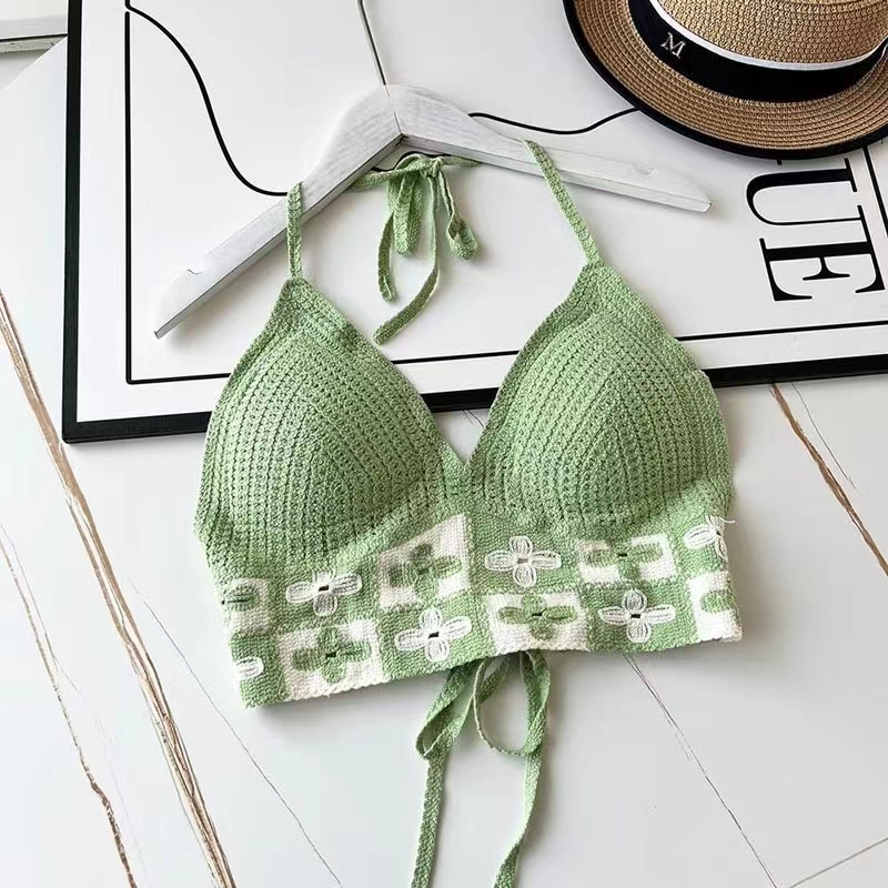 6 Colors New Crochet Top For Women Bikini Knitted Swimwear Top Beach ...