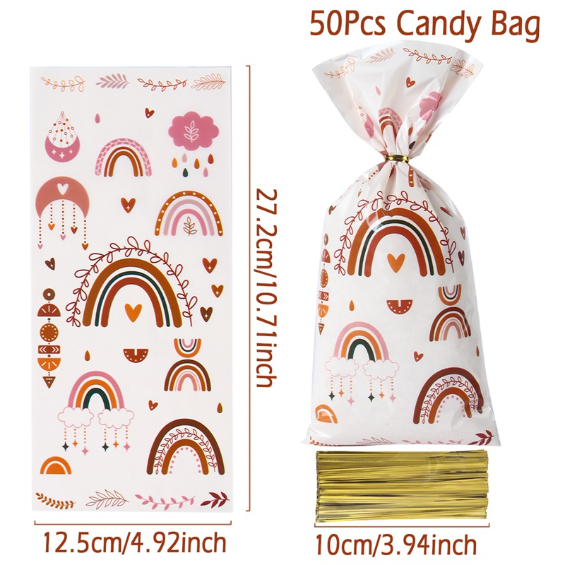 Boho Theme Birthday Decoration Set Bohemian Rainbow Loot Bags Candies ...