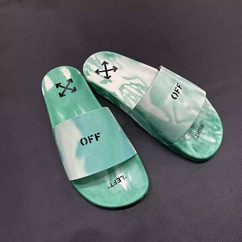 OFF WHITE slippers Slippers with camouflage green color matching design ...