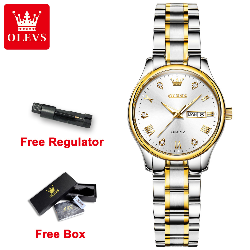 OLEVS Watch For Woman Waterproof Original Quartz Stainless Steel Relo ...
