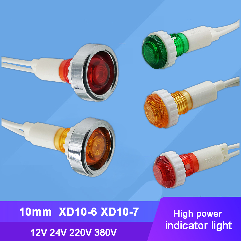 10pcs XD10-6 XD10-7 12V 24V 220V 380V 10mm Indicator light Signal light ...