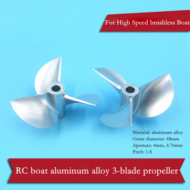 RC Boat 3-Blade Propeller 48mm Prop Pitch 1.8 Hole 4.76mm(3/16") CNC CW ...