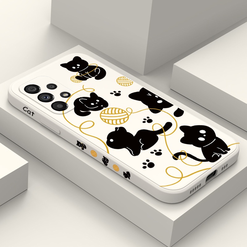 Winding Cat Ball Phone Case For Samsung Galaxy A54 A34 A24 A14 A04 A04S A04E 4G 5G Liquid ...