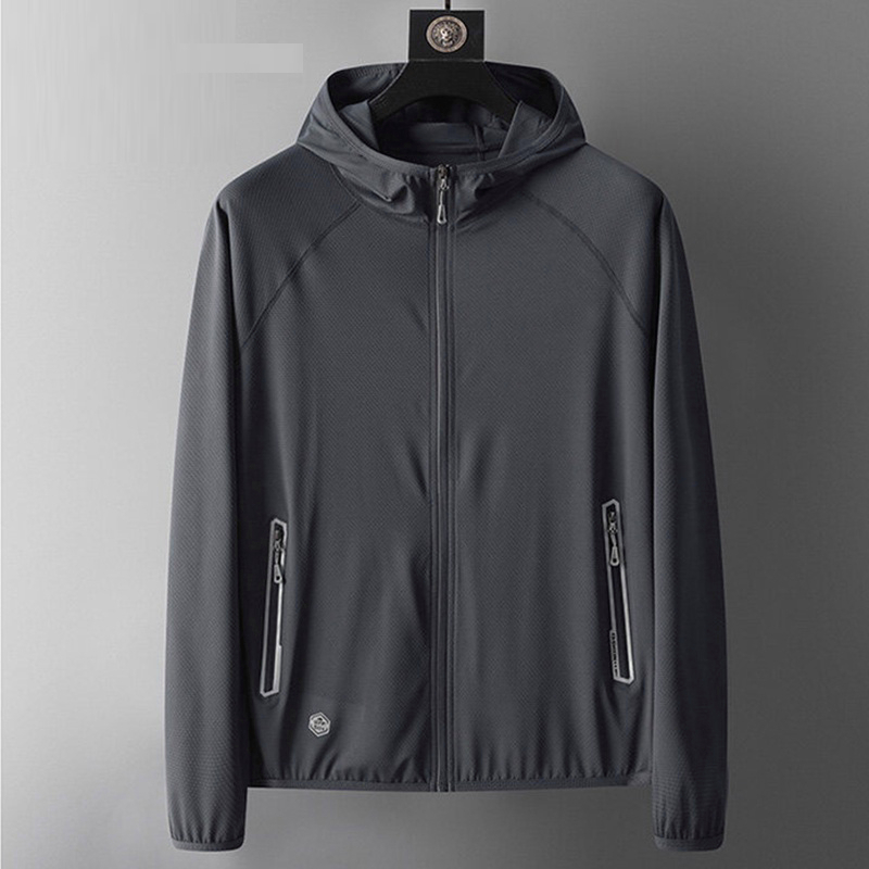 Summer Men's Cold Silk Sunscreen Jacket Outdoor Sports Thin Coat ...