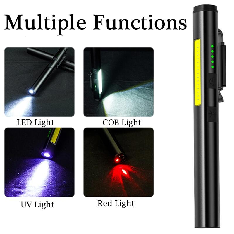4 In 1 Multifunctional Flashlight Rechargeable UV Flashlight Blacklight ...