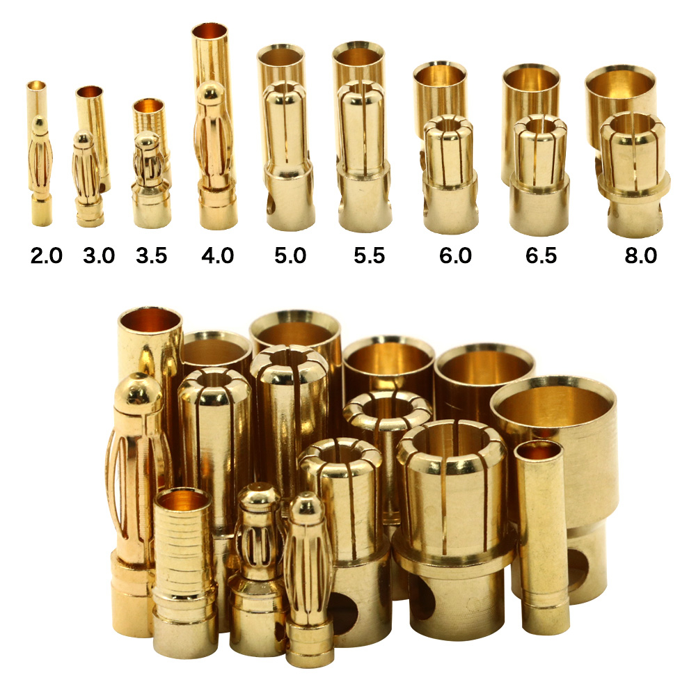 10 Pairs Banana Plug 2mm 3mm 3.5mm 4mm Bullet Female Male Connectors 5mm 5.5mm 6mm 6.5mm 8mm ...