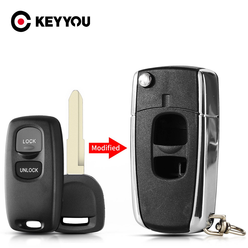 2 Buttons Modified Flip Folding Car Key Shell accessories for Mazda 2 3 ...