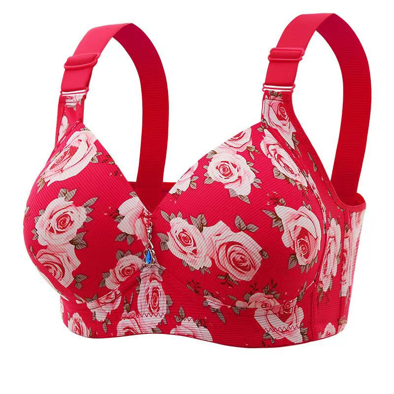 Big Size Bra Size 36-46 Cup B C Wireless Bras Flowe Print No Wire No ...