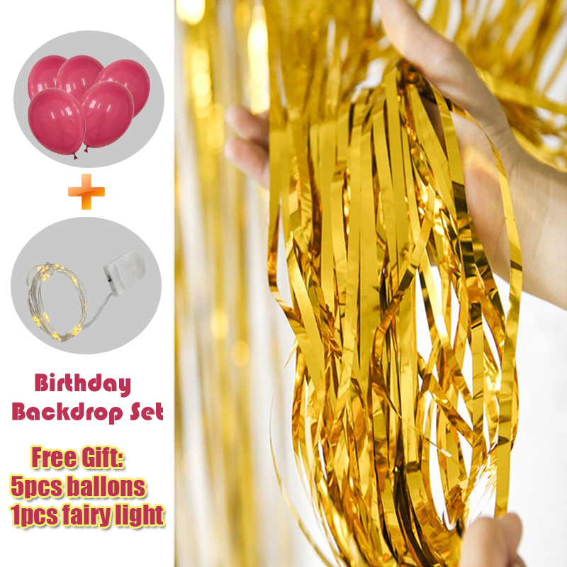 DIY Foil Fringe Curtains Party Backdrop Birthday Decoration Backdrop ...