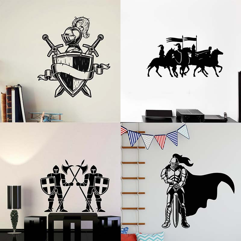 Middle Ages Wall Decal Medieval Knight With Sword Head Helmet Warrior ...