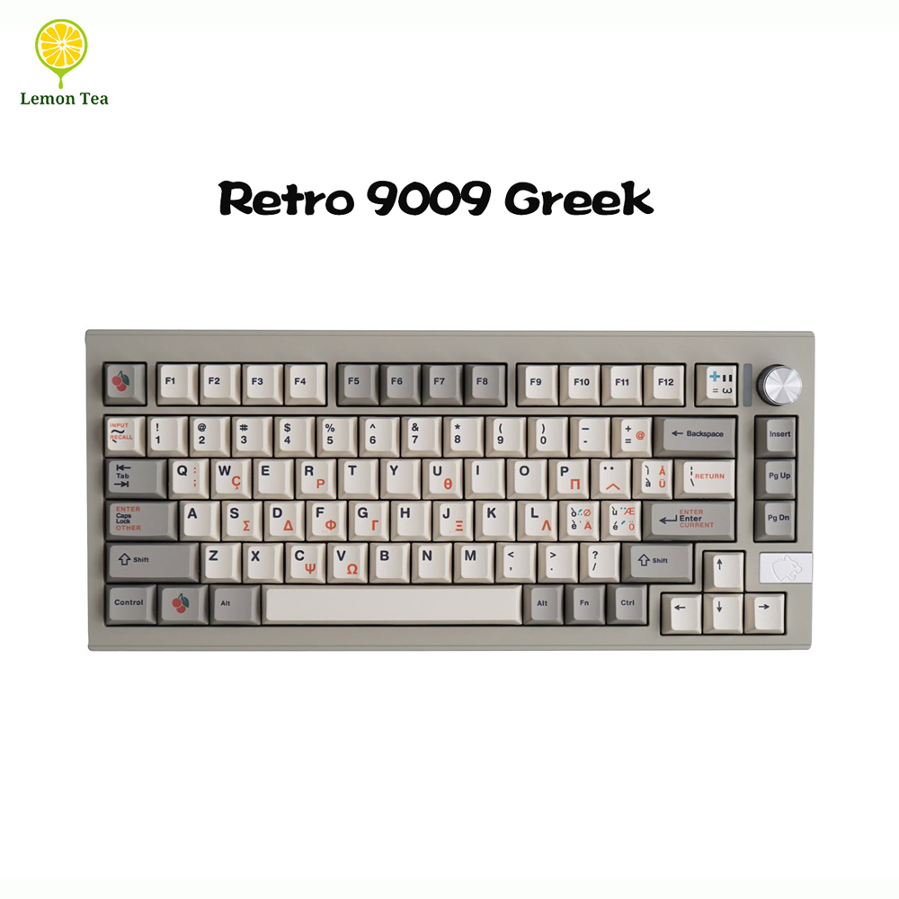 Retro 9009 Greek gray and white mechanical keyboard keycap 136 key PBT ...