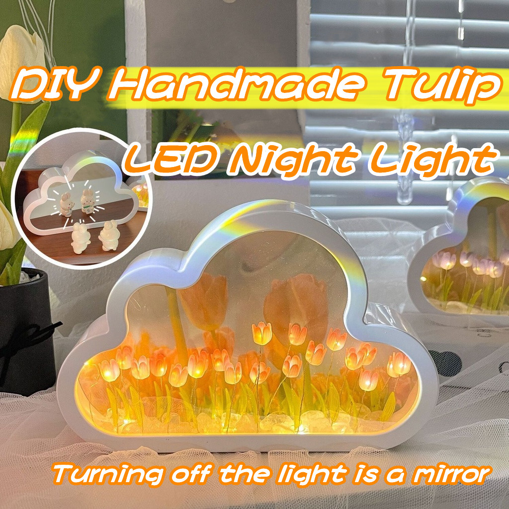DIY Hand-painted LED Tulip Small Night Light Tulip Mirror Light ...