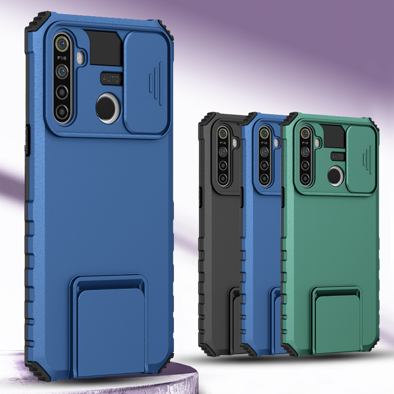 For Realme C3 Case New Sliding Window Holder Drop Proof Hard Case ...
