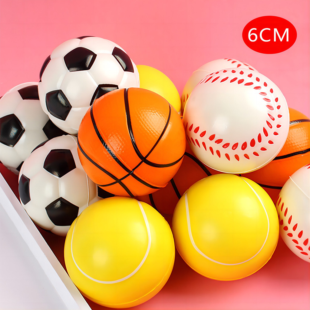 Children Bouncy Ball PU Foam Sponge Ball 6cm Solid Ball Football ...