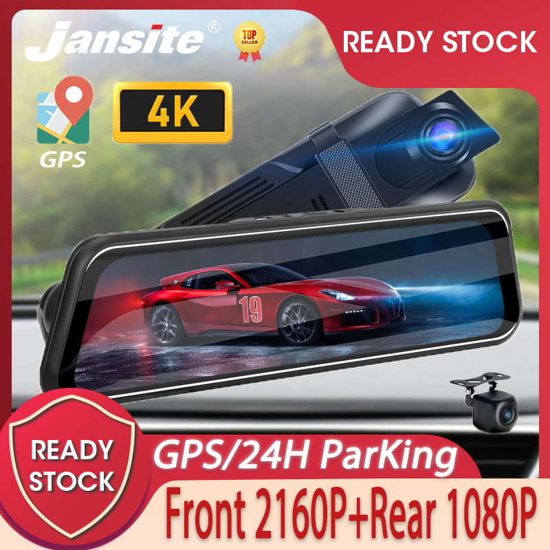 Jansite 10 inch Dash Cam 4K Touch Screen Streaming 1080P Dual Lens ...