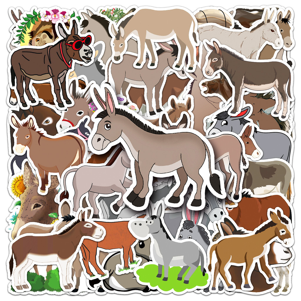 50 Piece Funny Donkey Stickers Waterproof DIY For Phones Laptop Car ...