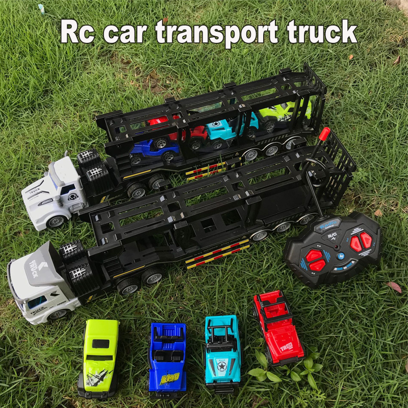 Remote Control Car Transporter Truck Includes 4 Cars - 14" 1:48 Mini RC ...