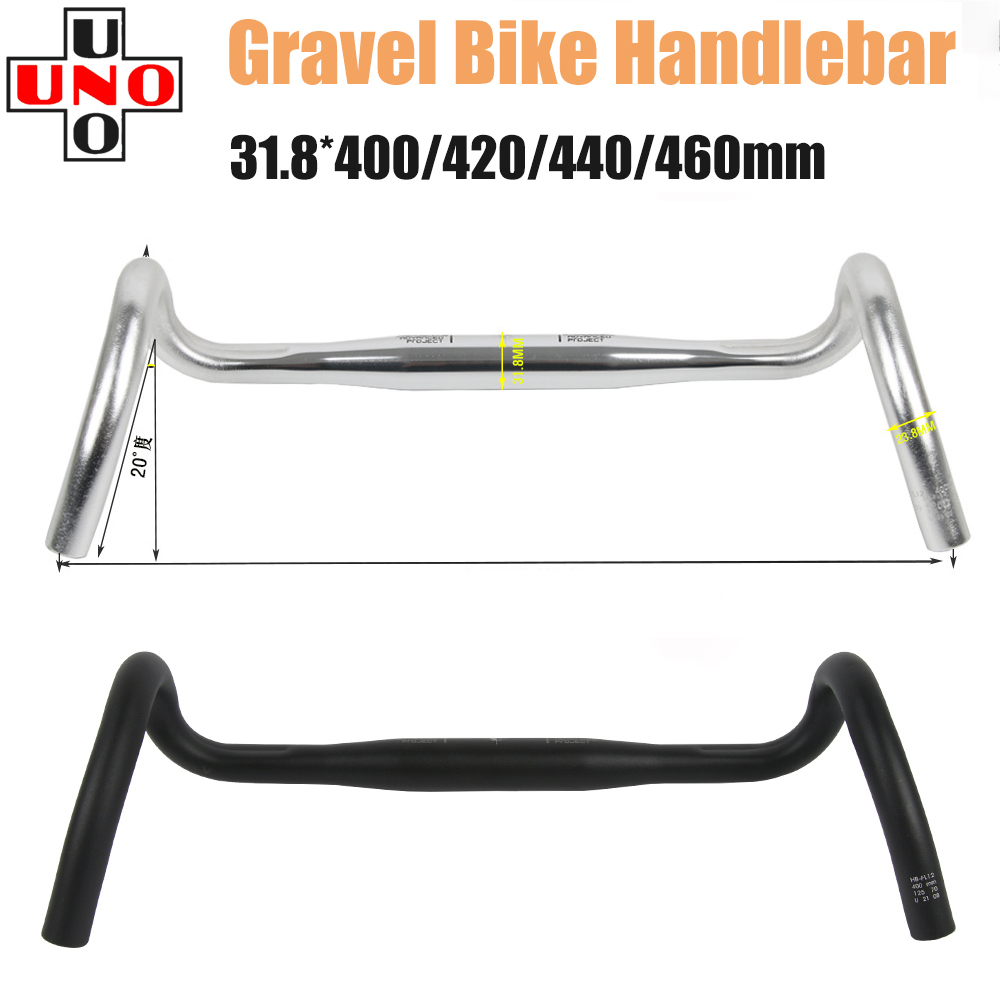 UNO FL12 Gravel Bike Handlebar black Silver handlebars 31.8x400/420/440 ...