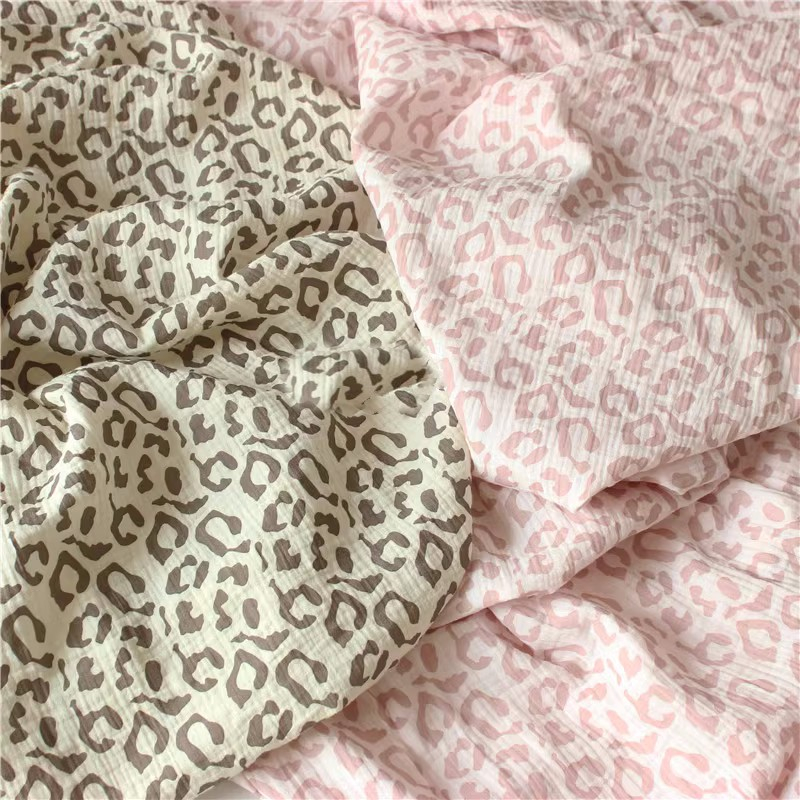 100% Cotton gauze cloth Leopard pattern crepe cloth DIY Handmade Dress ...