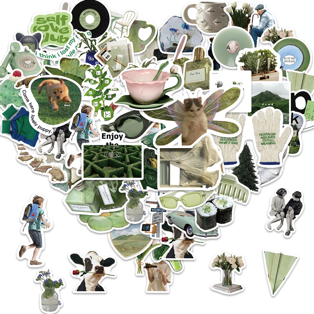 63pcs Stickers Korean styles INS Cute Green Funny Graffiti Skateboard ...