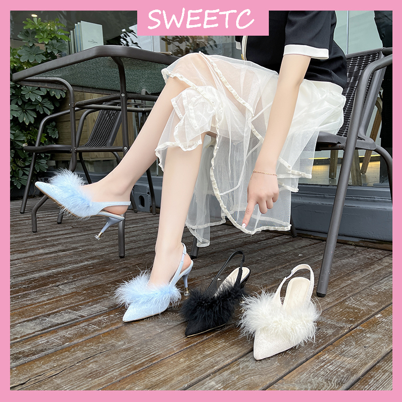 SWEETC Plus Size42 Women's Fashion Pointed Toe Plush Suede Stiletto ...