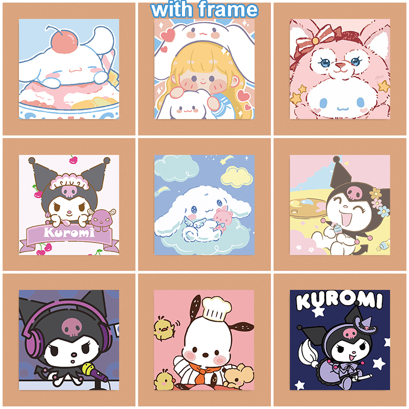 ORFON 20x20cm Framed Sanrio Cartoon Series Digital Oil Paint By Numbers ...