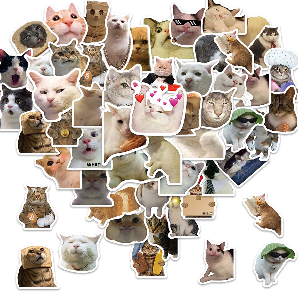 50pcs Stickers Funny Cat Cute Kawaii Graffiti Skateboard Waterproof ...