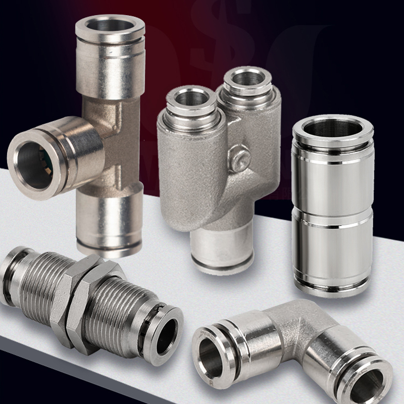 CNZG 304 Stainless Steel Pneumatic Quick Connector Air Pipe Cross Tube ...