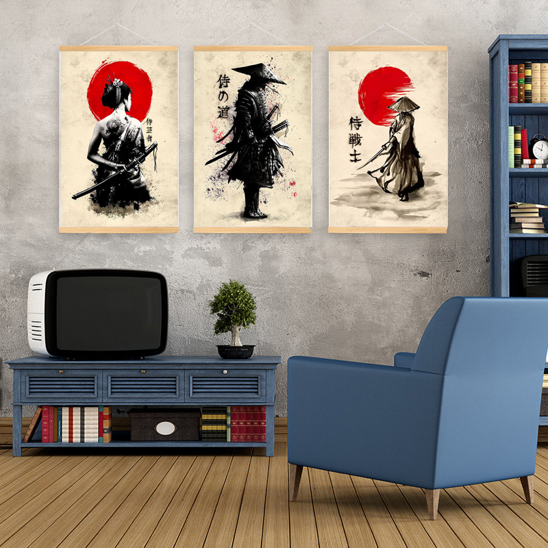 Japanese Samurai Canvas Painting Wall Art Figure Poster and Prints Home ...