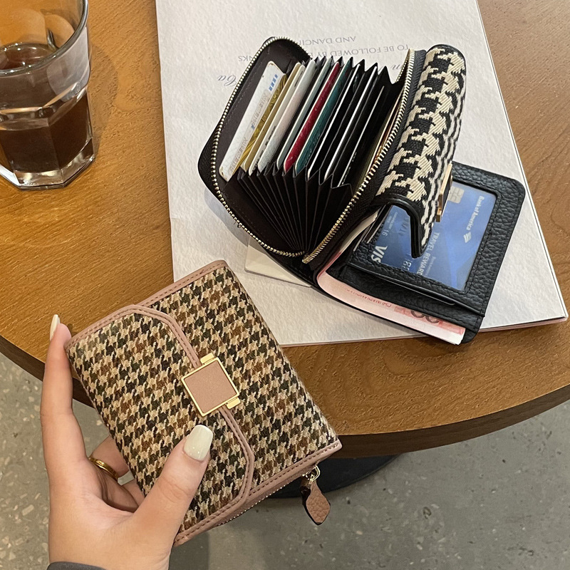 100% Genuine leather card bag small purse women's multi-functional ...