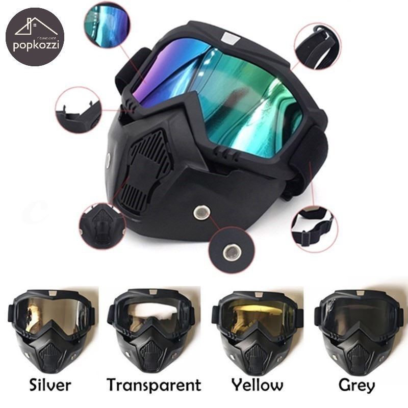 Popkozzi Motorcycle Goggles Mask Motorcycle Helmet Goggles Removable ...