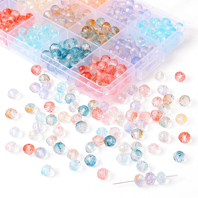 50pcs 8mm Faceted Crystal Glass Beads for Necklace Bracelet DIY Jewelry ...