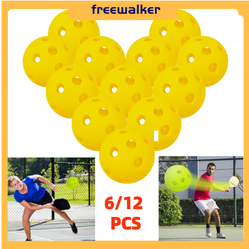 [FW HOT] 12 Packs 26 Holes Indoor Pickleball Balls for Indoor Court ...
