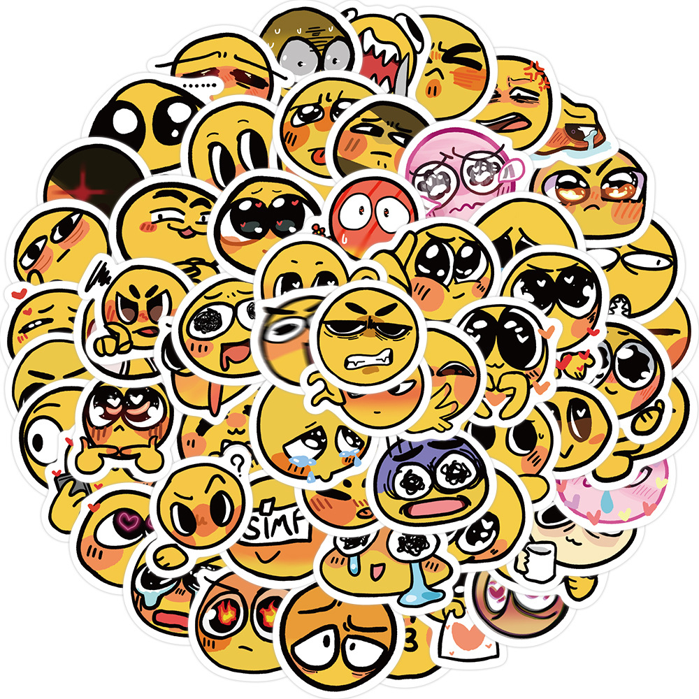 60PCS Yellow Emotional Expressions Stickers For Laptop Helmet Notebook ...