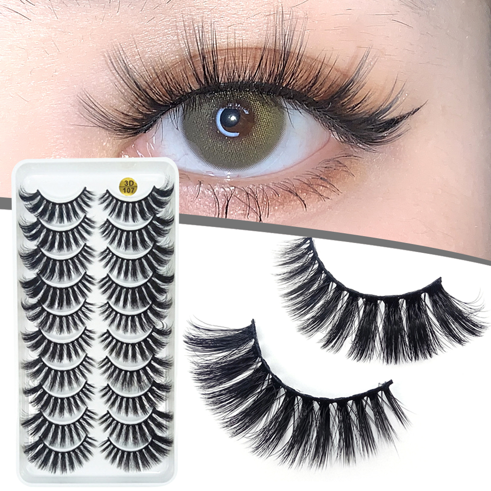 10Pairs False Eyelash Natural 3D Fluffy Eyelash Extensions Soft Wispy ...