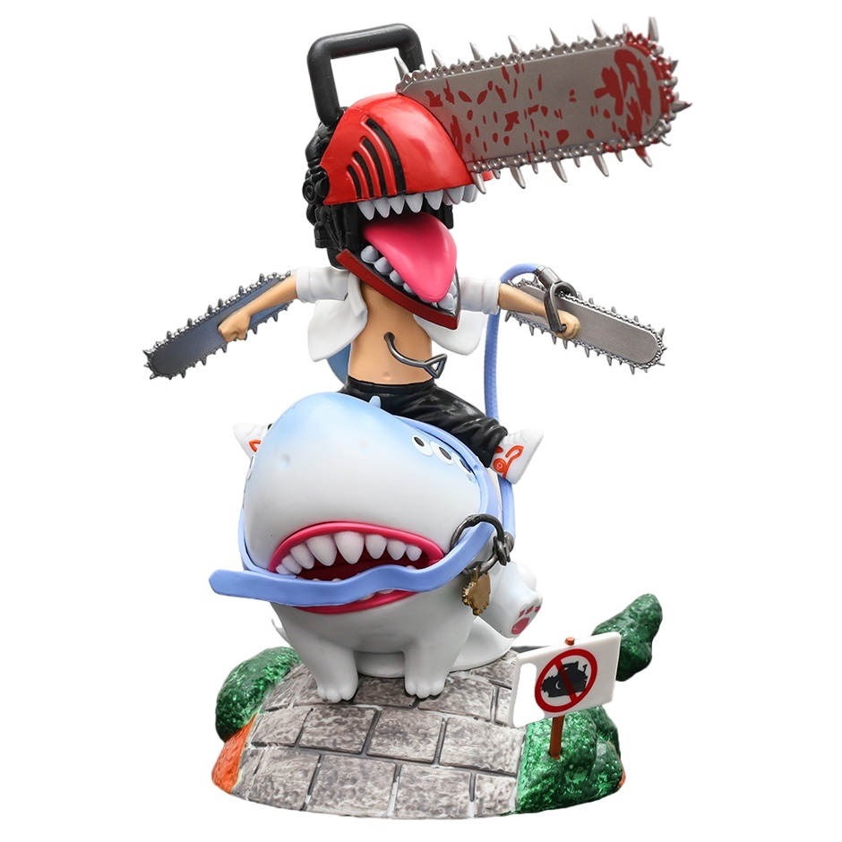 Chainsaw Man Figure Ride Shark Denji Action Figurines Anime Doll ...