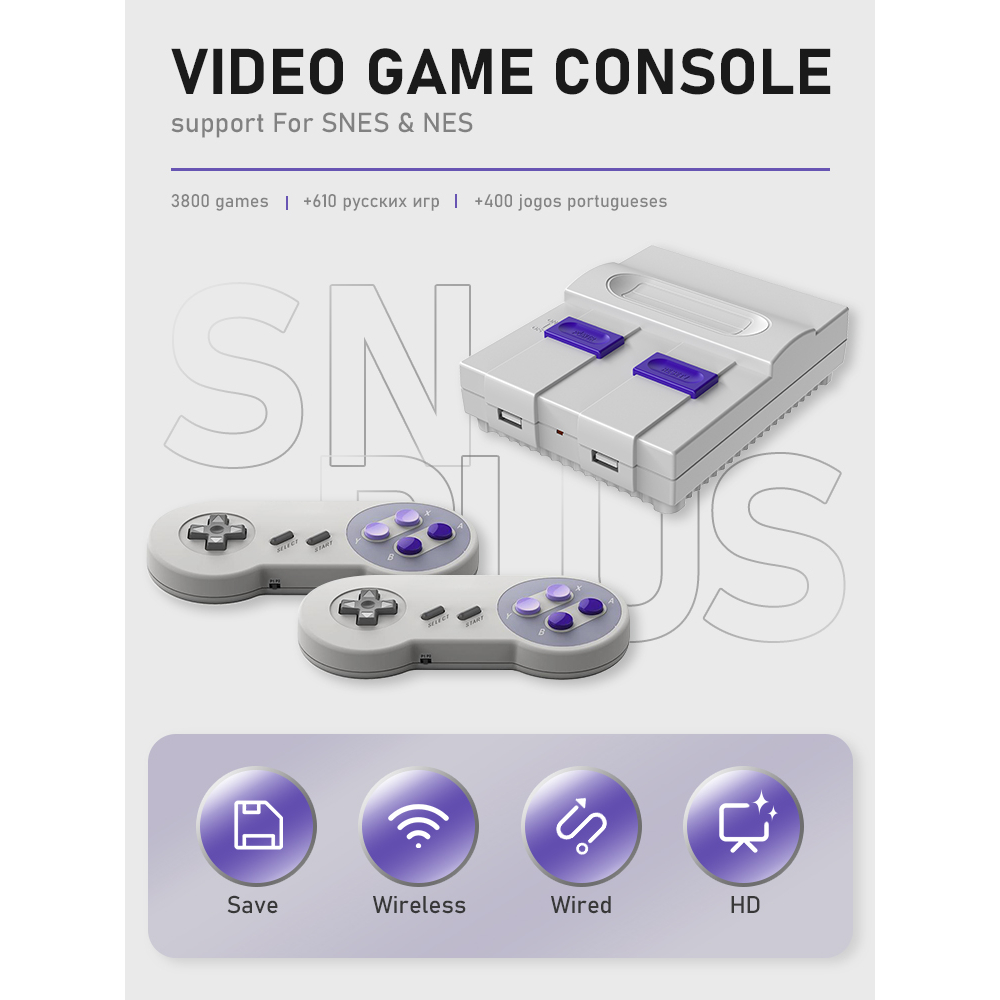 VILCORN 16 Bit Wireless Dendy Retro TV Video Game 4200+ Games Playtronic Phanto Console For ...