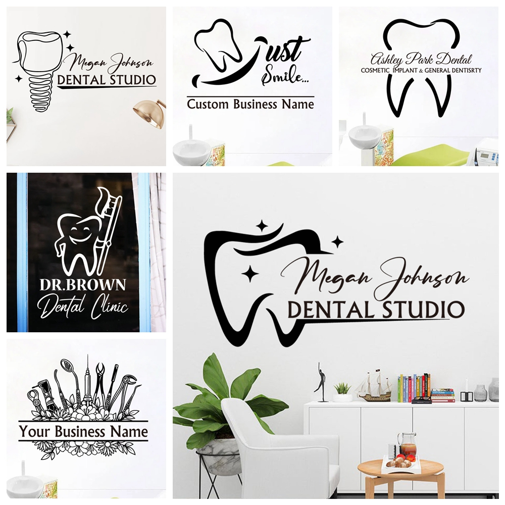Custom Name Dentist Tooth Wall Stickers Teeth Decals For Living Room ...