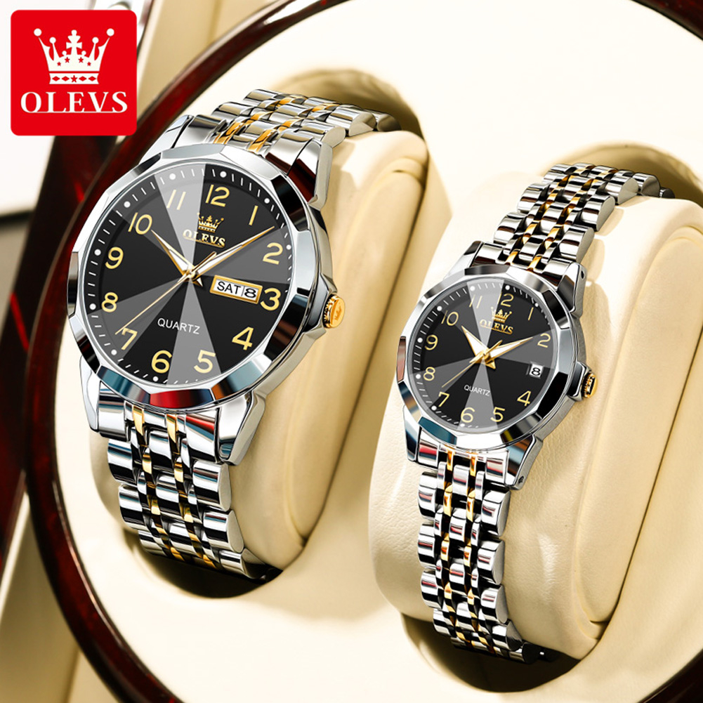 OLEVS Couple Watch Waterproof Original Stainless Steel Luminous ...