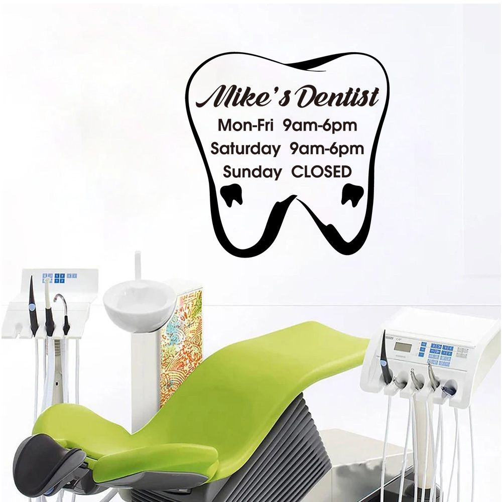 Dentist Tooth Custom Name/Schedule Wall Stickers For Dentist Store ...
