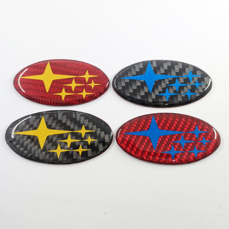 1 X Carbon Fiber SUBARU STI Logo Car Auto Steering Wheel Decorative ...