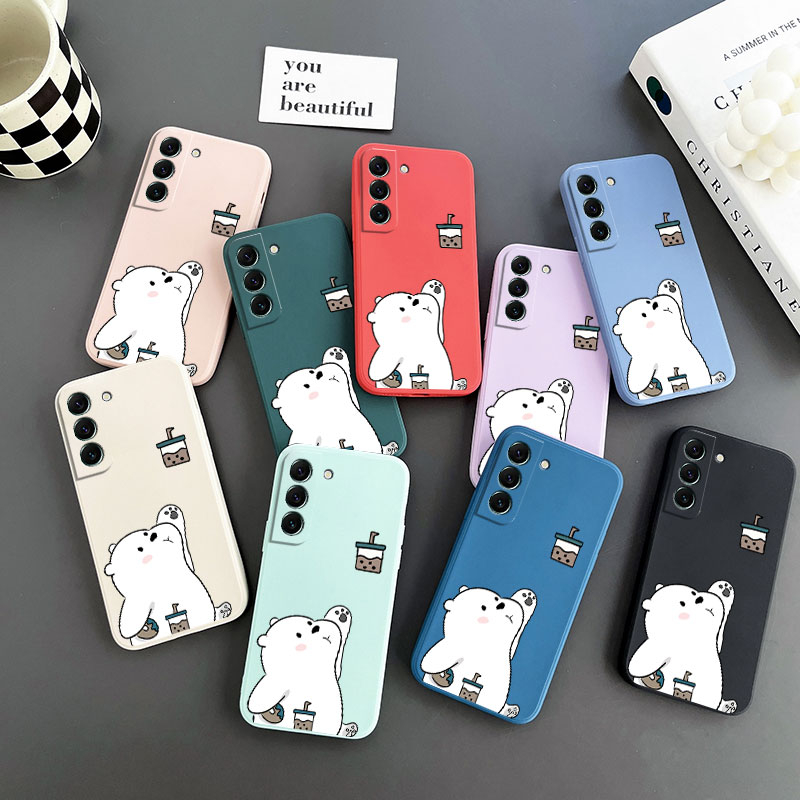 Tpu the White Bear with milk tea for SamsungS21 S21fe S21Plus S21Ultra ...