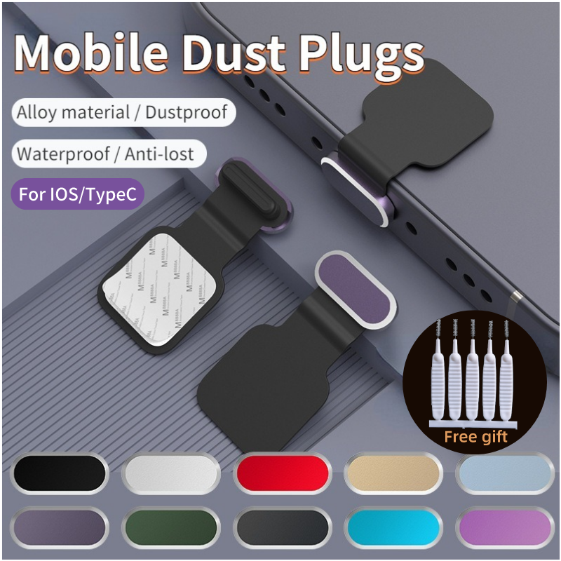 [Ready Stock] 2023 Alloy Mobile Phone Dust Plug Loss-proof Silicone ...